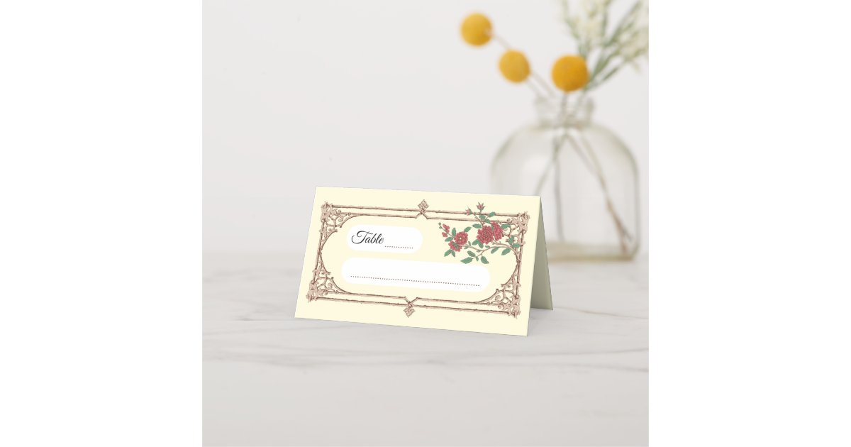 Medieval Romantic Wedding Folded Place Card | Zazzle
