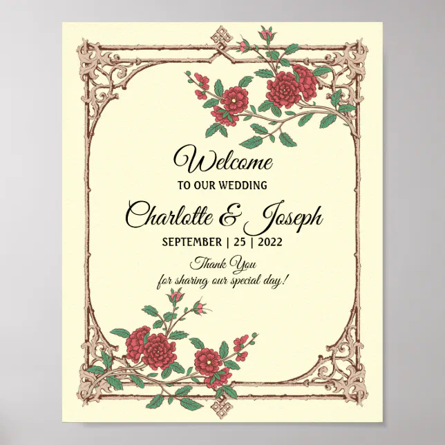 Medieval Romantic Wedding Welcome Sign Poster | Zazzle