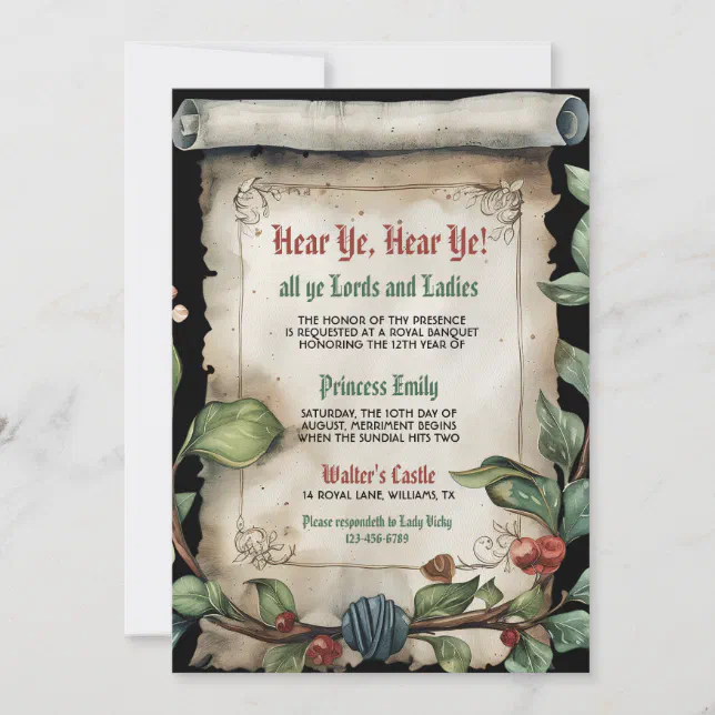 Medieval Royal Decree Birthday Invitation | Zazzle