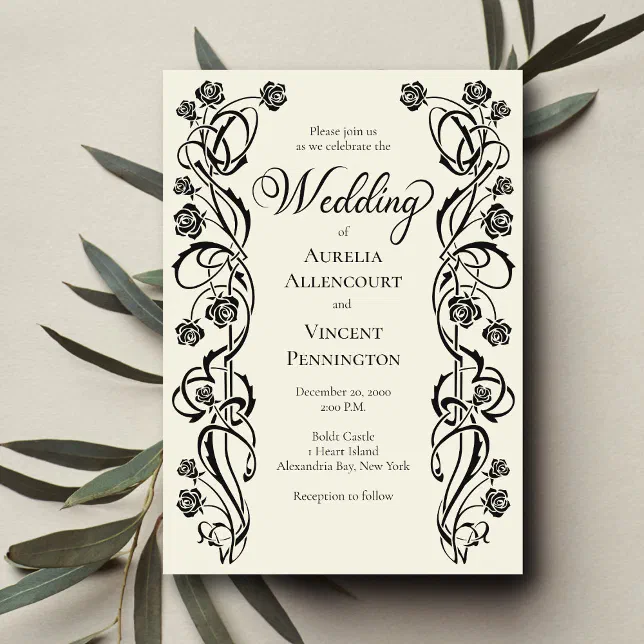 Medieval Royal Roses Sword Wedding Invitation | Zazzle