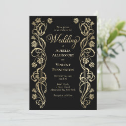 Medieval Royal Roses Sword Wedding Invitation | Zazzle