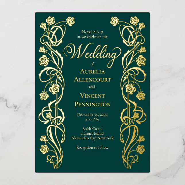 Medieval Royal Roses Wedding Foil Invitation | Zazzle