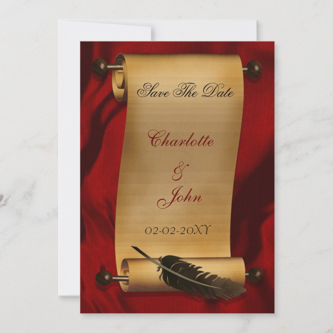 medieval scroll vintage save the date announcement | Zazzle