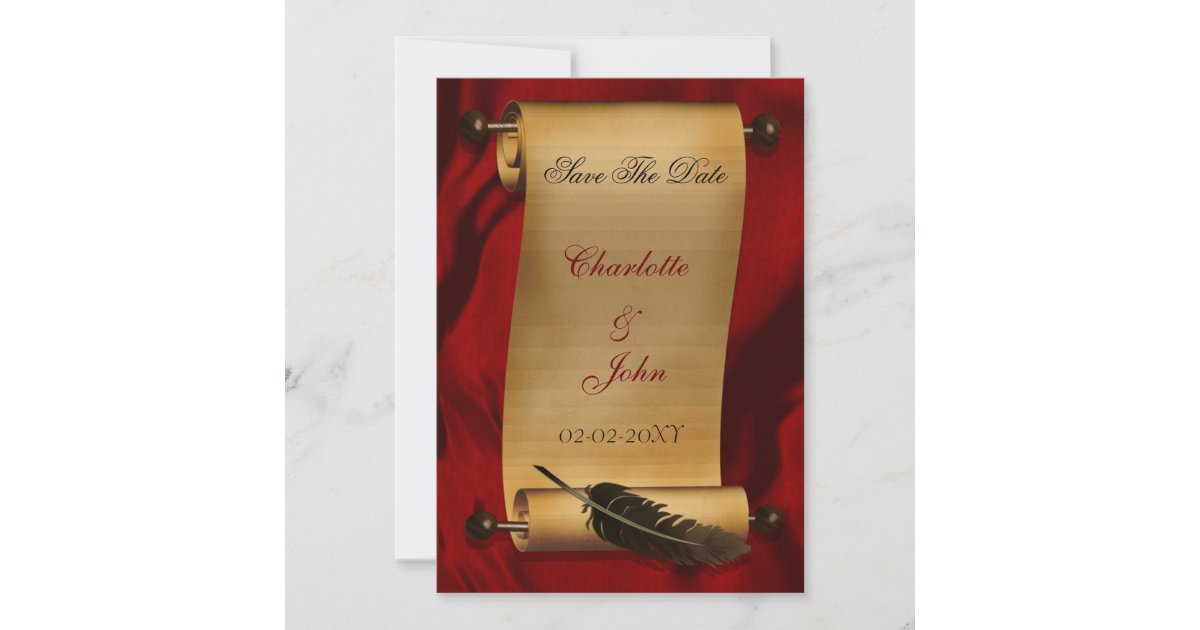 medieval scroll vintage save the date announcement | Zazzle