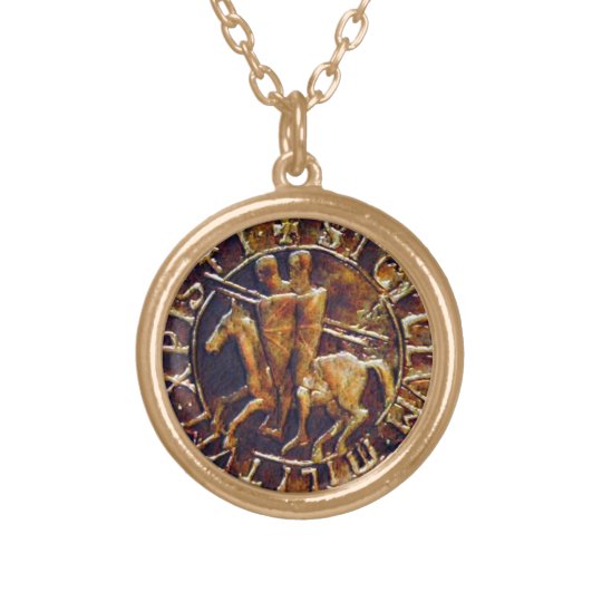 Medieval Seal of the Knights Templar Gold Plated Necklace | Zazzle.com