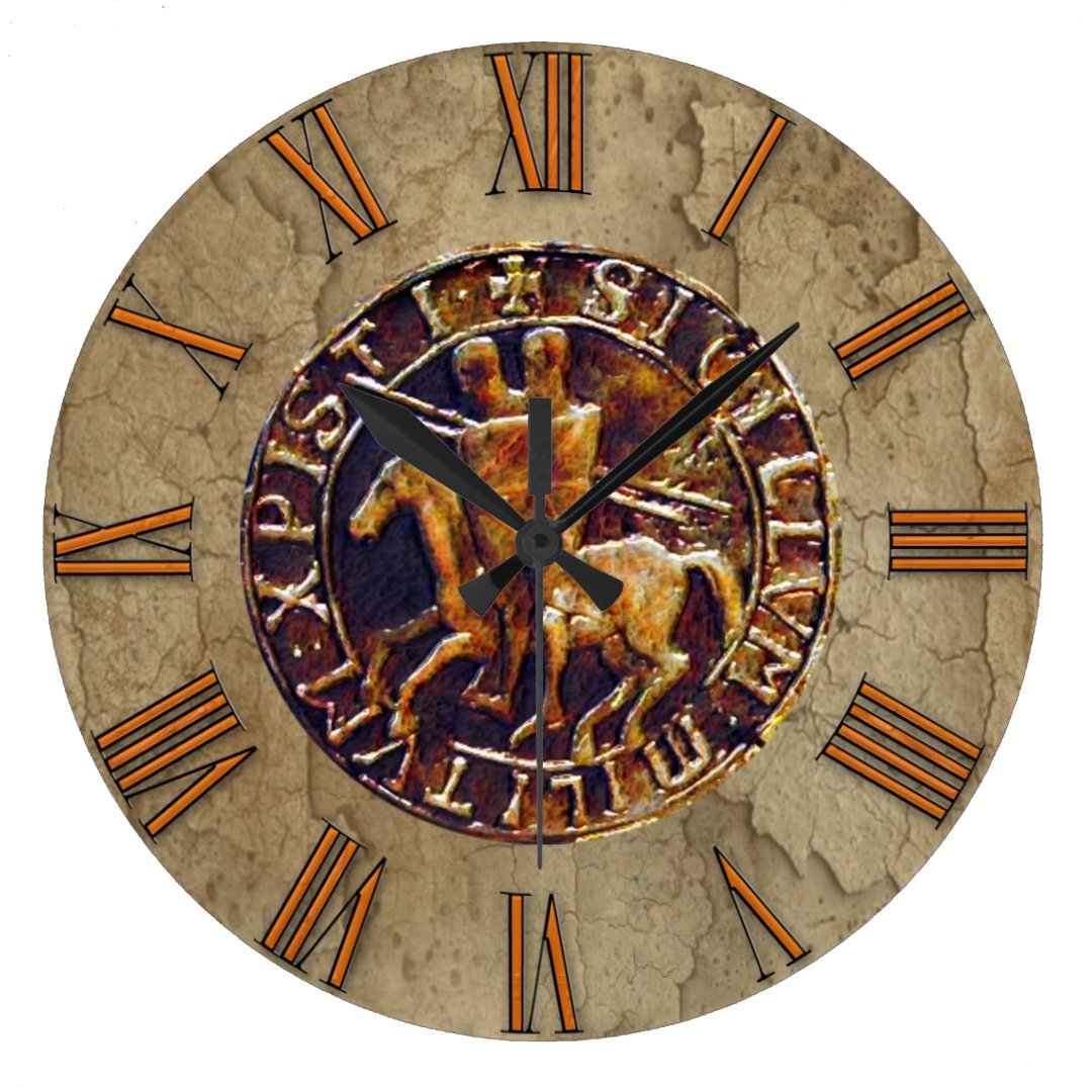Medieval Seal of the Knights Templar Large Clock | Zazzle