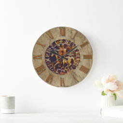 Medieval Seal of the Knights Templar Large Clock | Zazzle