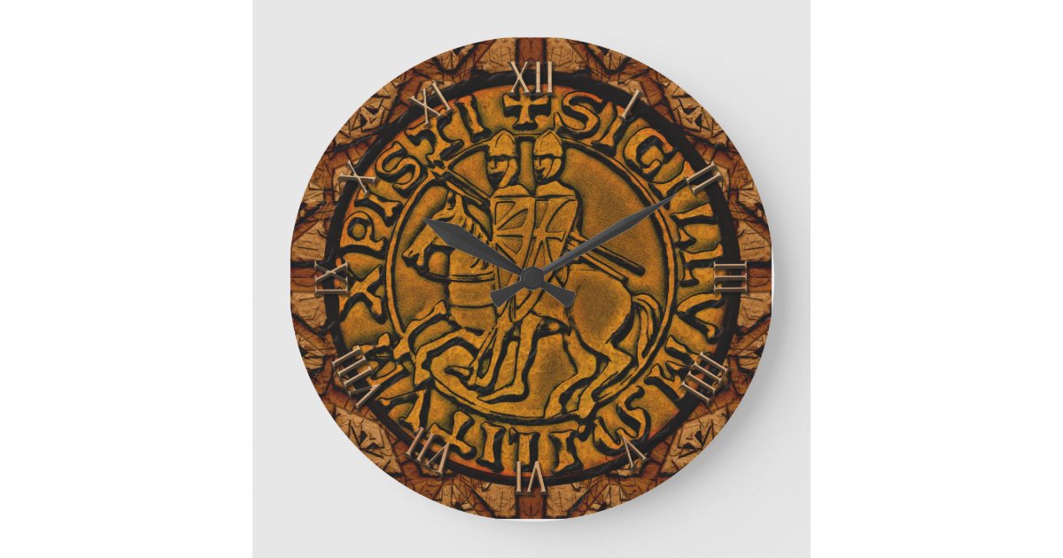 Medieval Seal of the Knights Templar Large Clock | Zazzle