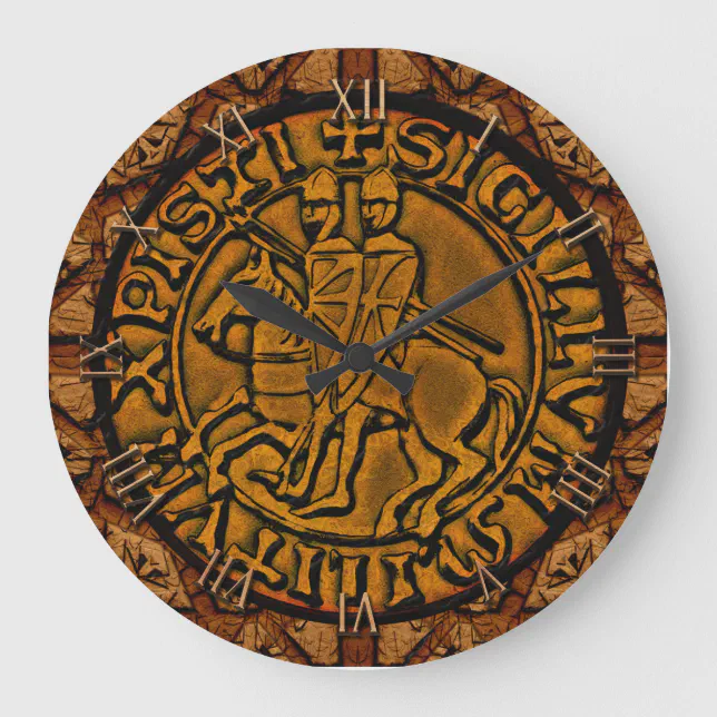 Medieval Seal of the Knights Templar Large Clock | Zazzle