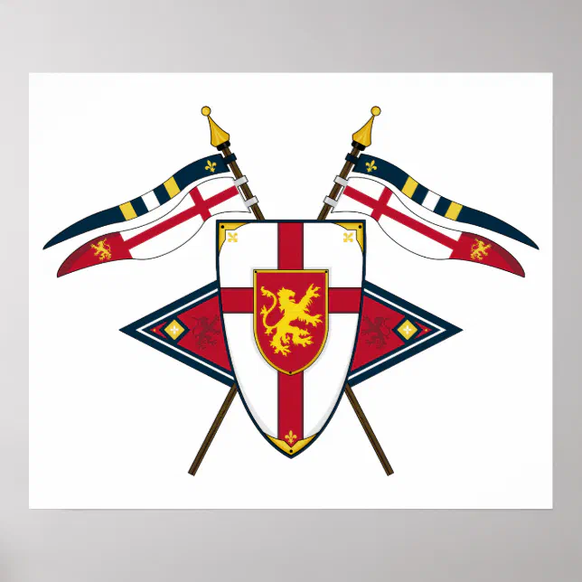 Medieval Shield and Flags Card Poster | Zazzle