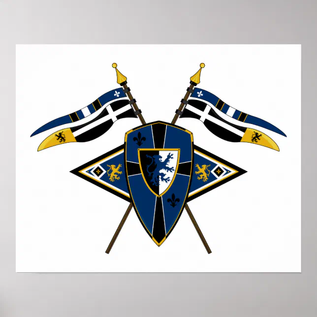 Medieval Shield and Flags Poster | Zazzle