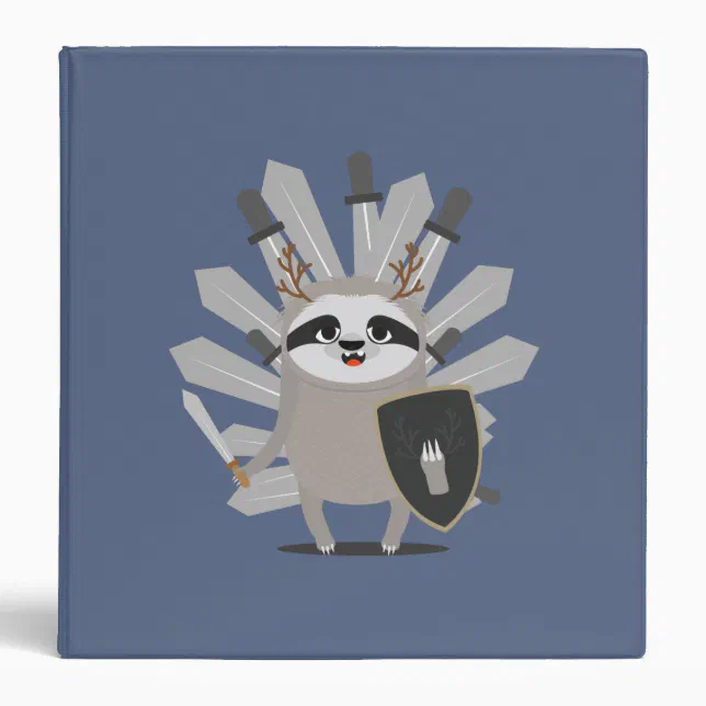 Medieval Sloth Knight with swords 3 Ring Binder | Zazzle