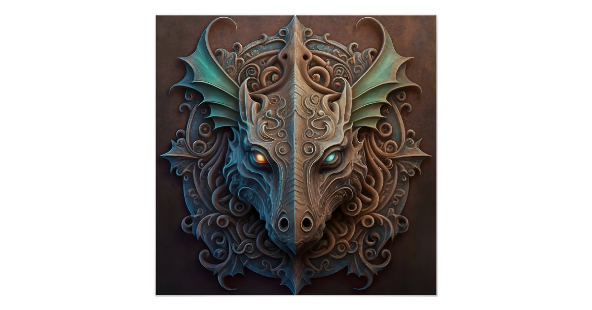 Medieval Stone Gargoyle Dragon Carving Poster | Zazzle