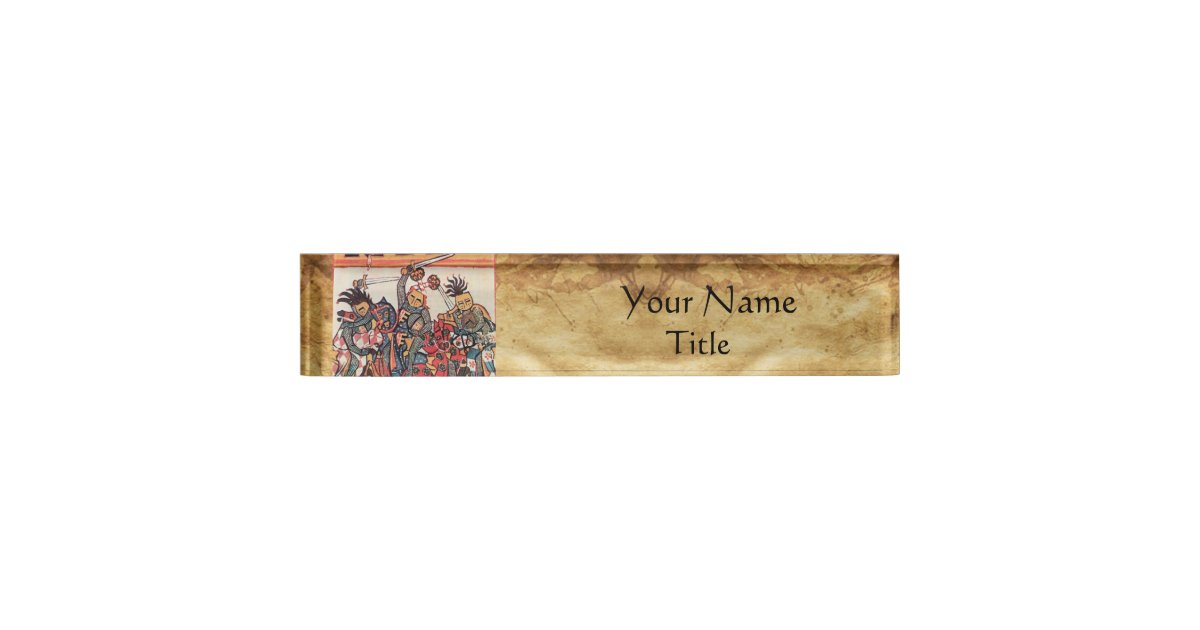MEDIEVAL TOURNAMENT, FIGHTING KNIGHTS AND DAMSELS NAME PLATE | Zazzle