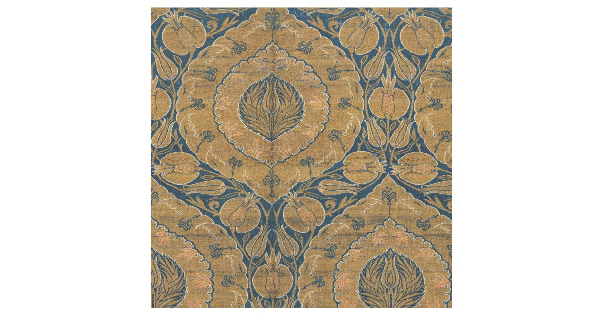 Medieval Tulip Palmette Pattern Fabric | Zazzle
