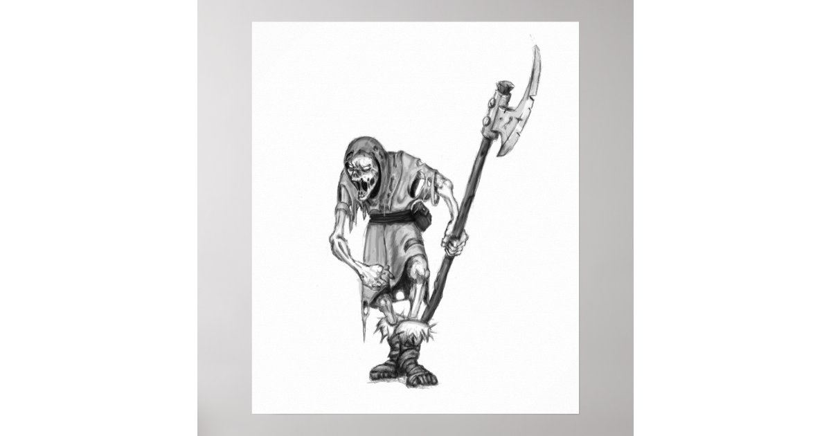 Medieval Undead Fantasy Monster Drawing Poster | Zazzle