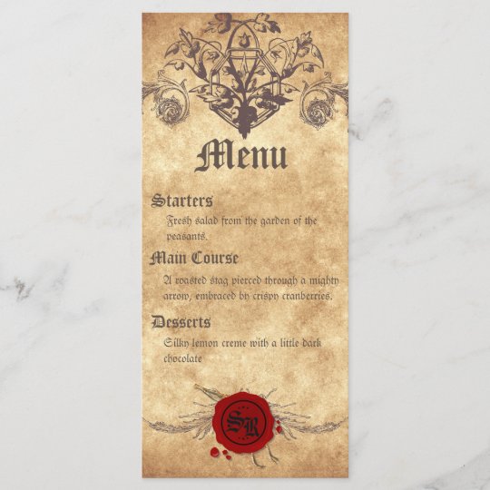 Medieval Wedding Menu Card | Zazzle.com