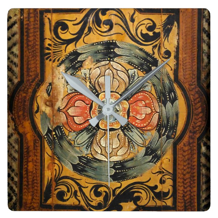medieval wood painting art vintage old Gothic hist Square Wall Clock ...