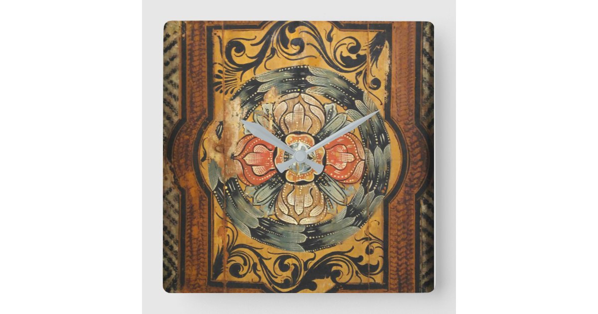 medieval wood painting art vintage old Gothic hist Square Wall Clock ...