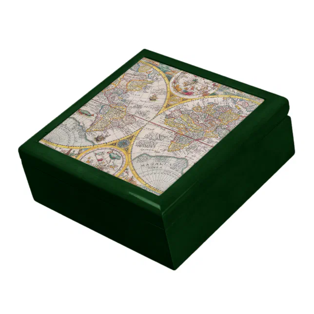 Medieval World Map From 1525 Jewelry Box | Zazzle
