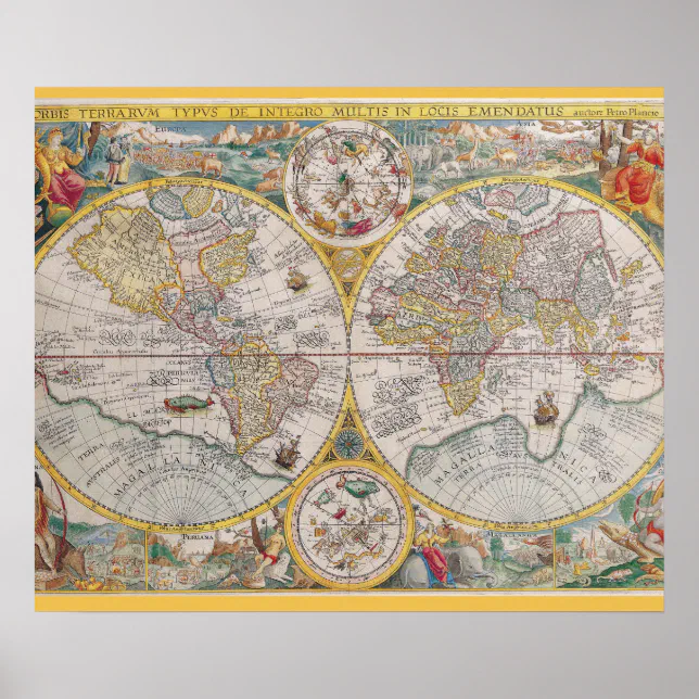 Medieval World Map From 1525 Poster | Zazzle
