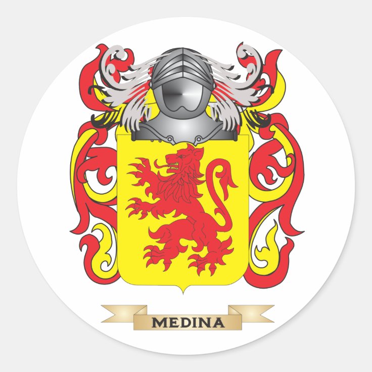 Medina Coat of Arms (Family Crest) Classic Round Sticker | Zazzle