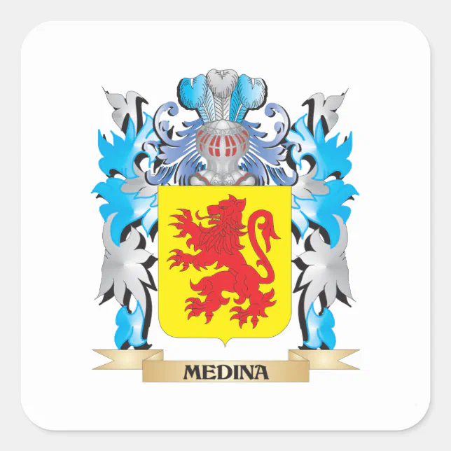 Medina Coat of Arms - Family Crest Square Sticker | Zazzle