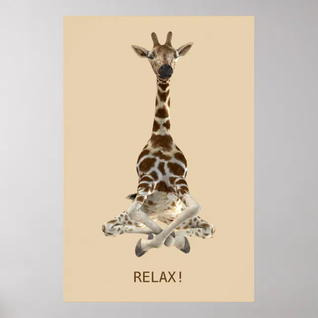 Meditating Giraffe Poster | Zazzle