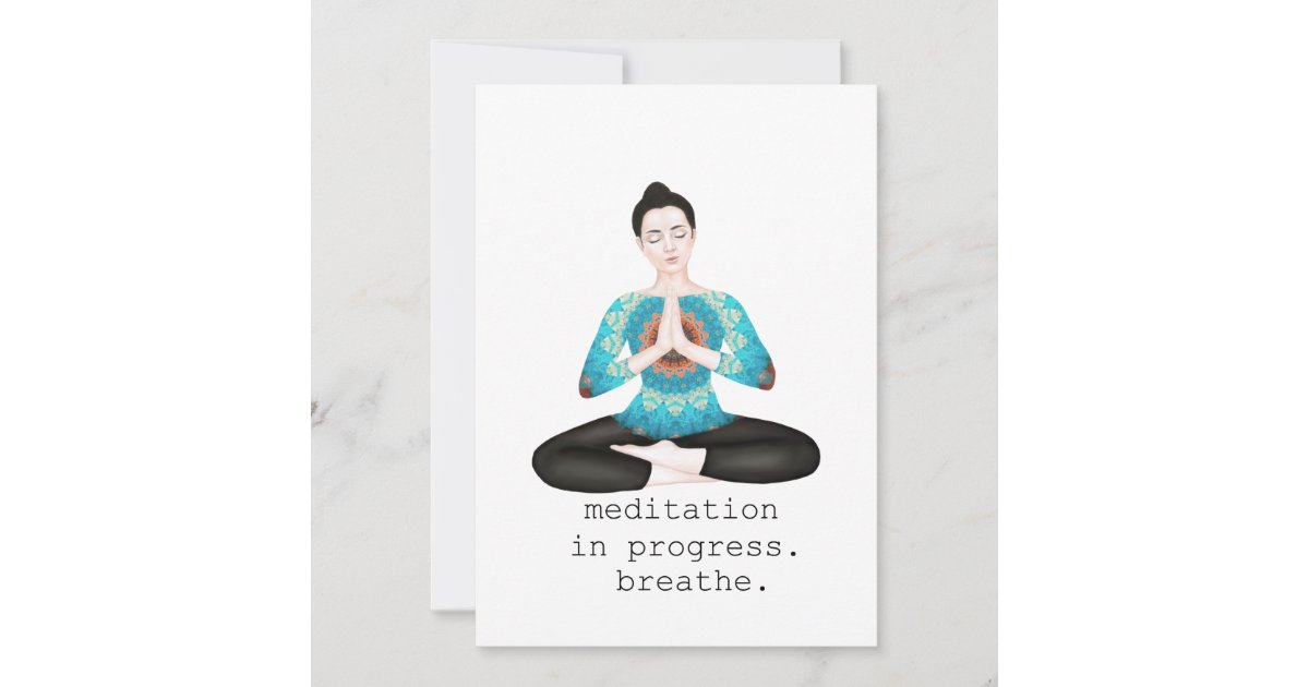 meditation in progress. breathe thank you card | Zazzle