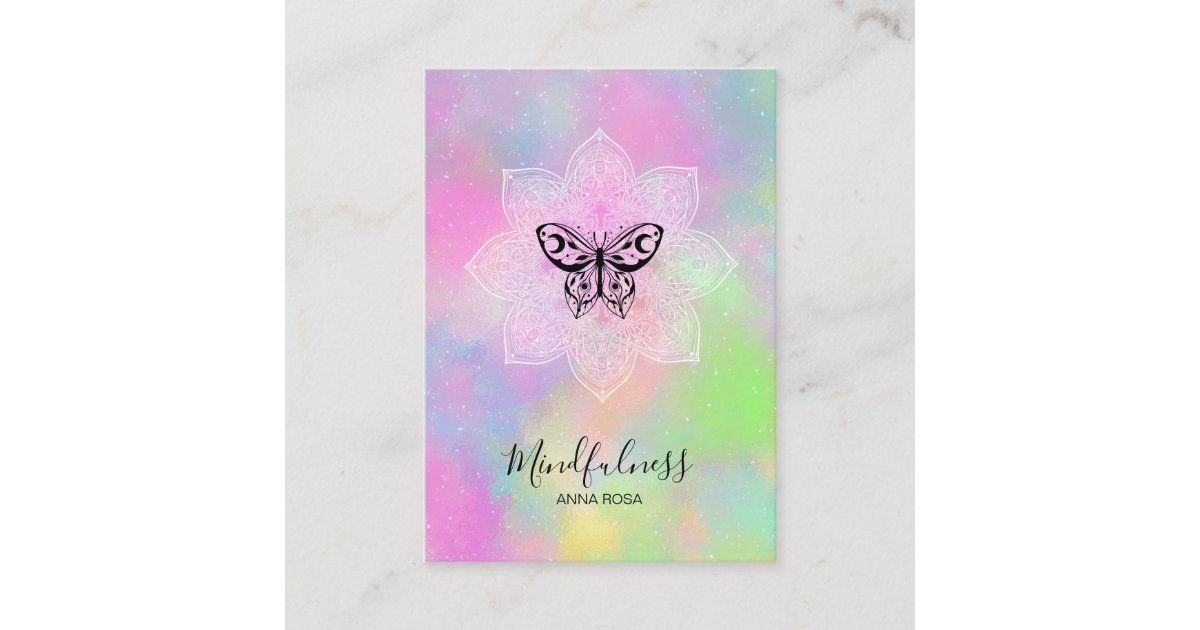 Meditation Mindfulness Yoga Mandala Butterfly Business Card | Zazzle