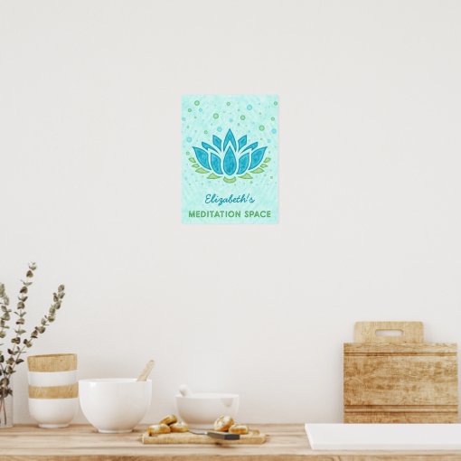 Meditation Space Blue Lotus Flower Zen | Name Poster | Zazzle