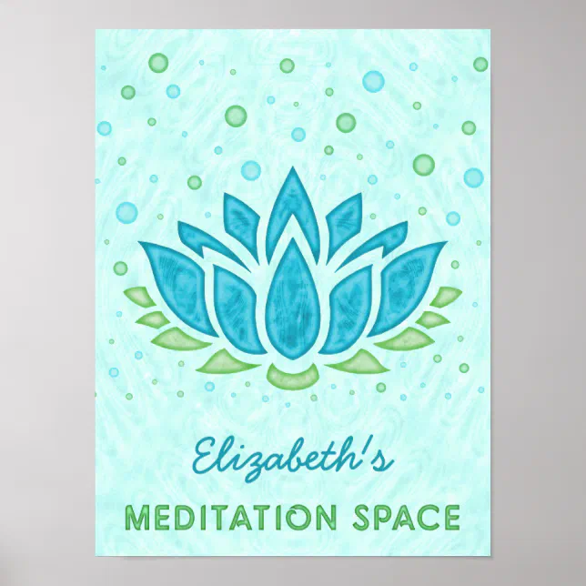Meditation Space Blue Lotus Flower Zen | Name Poster | Zazzle