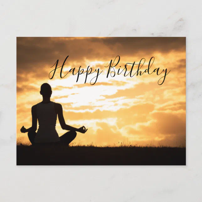 Meditation Yoga silhouette Happy Birthday Card | Zazzle