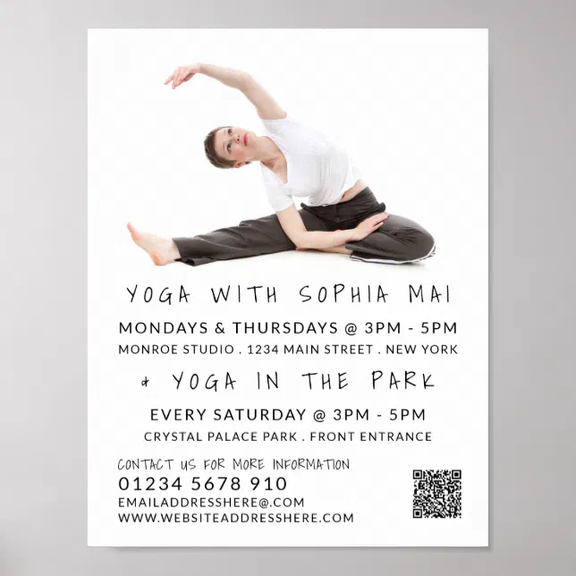 Meditative Posture Portrait Yoga Class Advertising Poster | Zazzle
