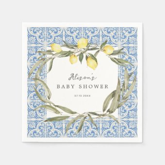 Mediterranean Amalfi Capri Baby Shower Napkins | Zazzle