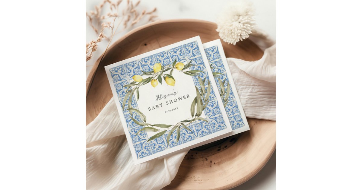 Mediterranean Amalfi Capri Baby Shower Napkins | Zazzle