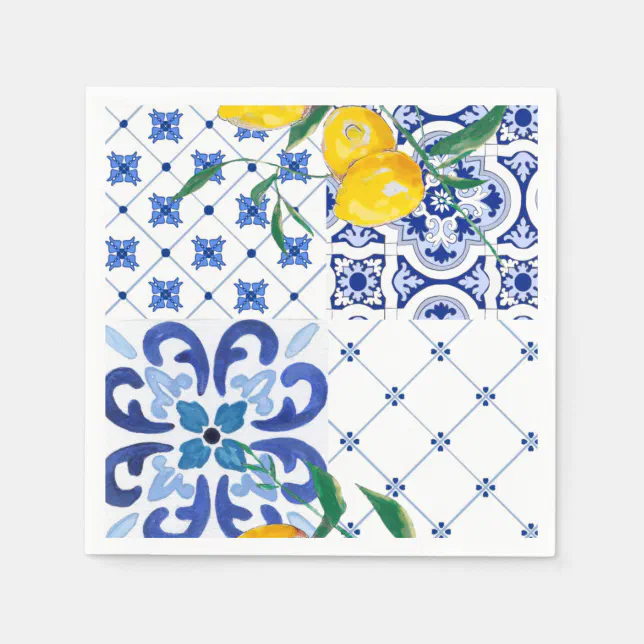 Mediterranean,Amalfi style,simple squares Napkins | Zazzle