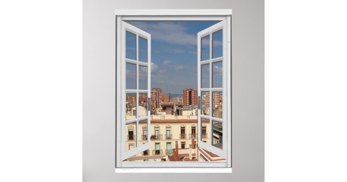 Mediterranean City View Fake Window Poster | Zazzle