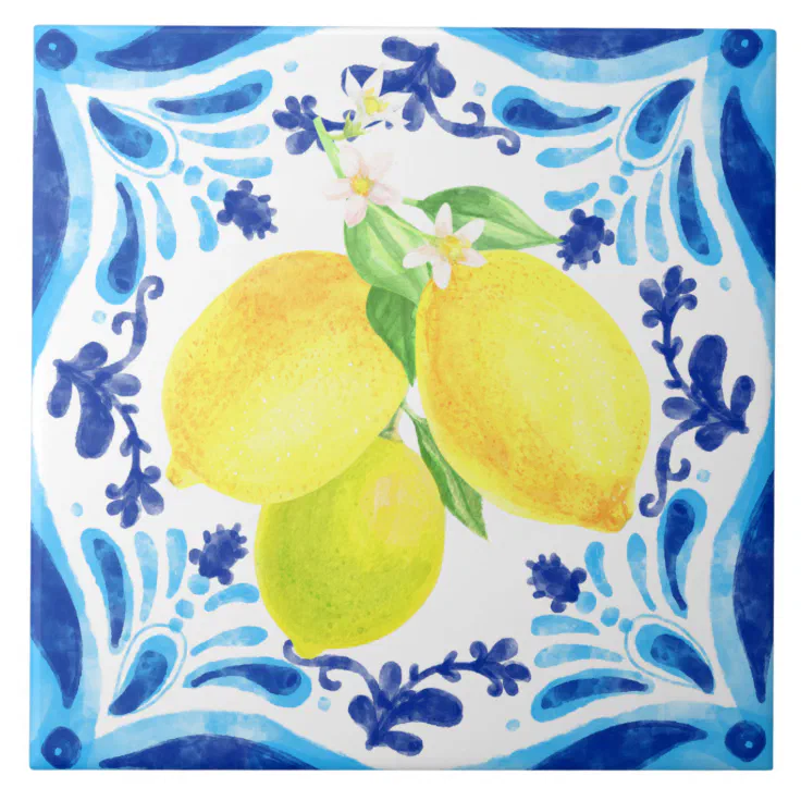 Mediterranean Coastal Style Lemon Ceramic Tile | Zazzle