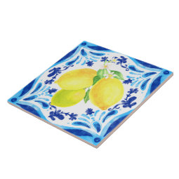 Mediterranean Coastal Style Lemon Ceramic Tile | Zazzle