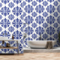 Mediterranean Greece Blue Antique Floral Pattern Wallpaper | Zazzle