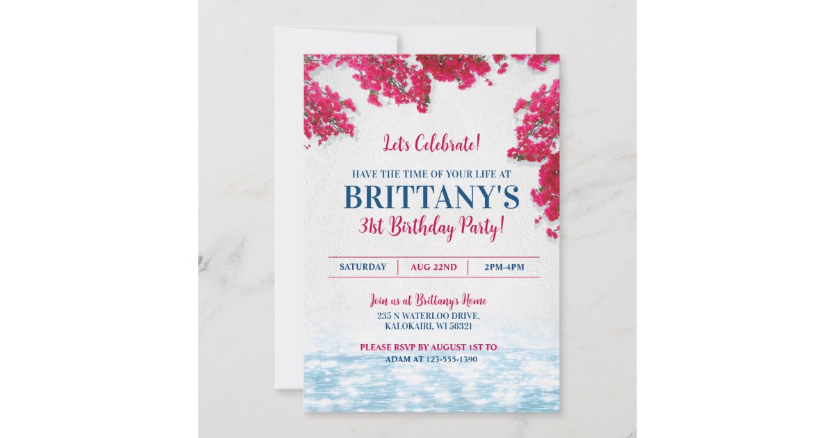 Mediterranean Greece Floral Invitation | Zazzle