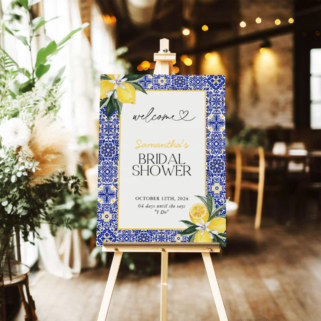Mediterranean Italian Bridal Shower Welcome Sign | Zazzle