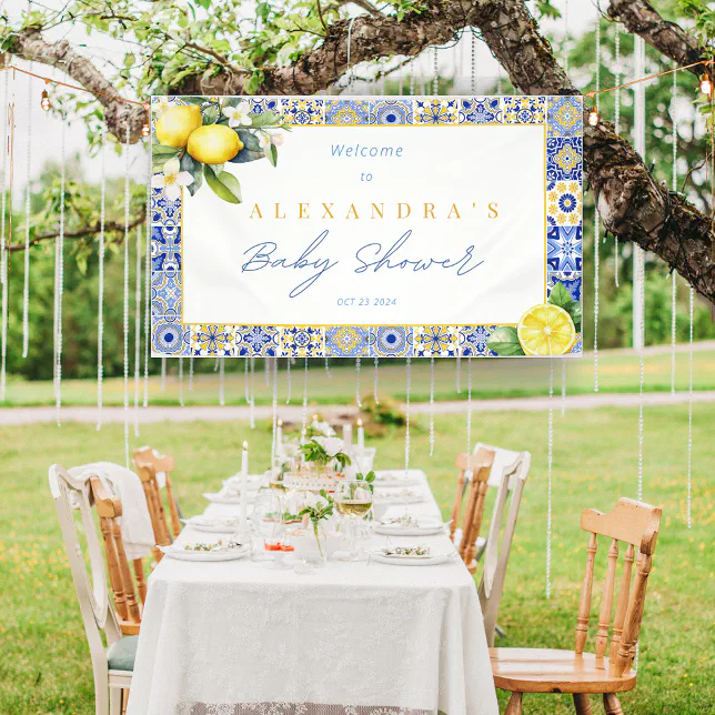 Mediterranean Italian Lemon Baby Shower Banner | Zazzle