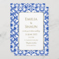 Mediterranean Italian Pattern Blue and White Invitation | Zazzle