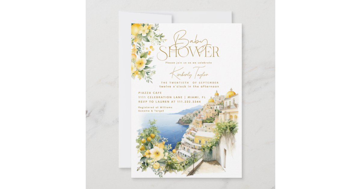 Mediterranean Italy Positano Italian Baby Shower Invitation | Zazzle