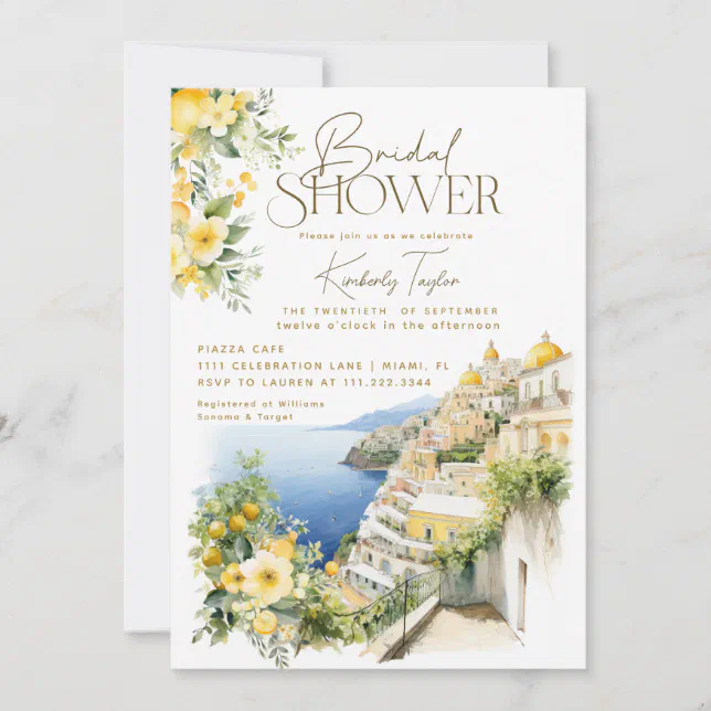 Mediterranean Italy Positano Italian Bridal Shower Invitation | Zazzle