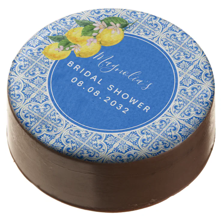Mediterranean Lemon Bridal Shower Chocolate Covered Oreo | Zazzle