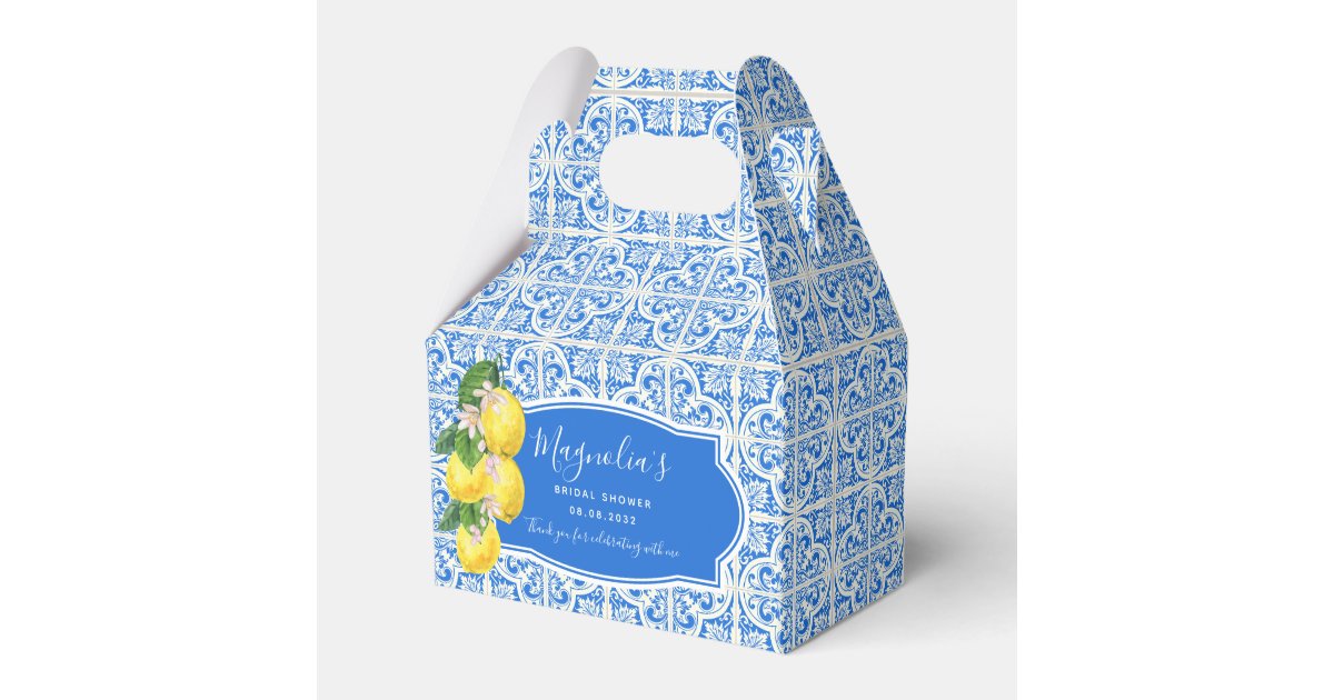 Mediterranean Lemon Bridal Shower Favor Boxes | Zazzle