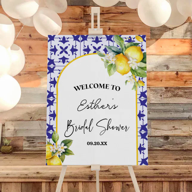 Mediterranean Lemon Bridal Shower Welcome Sign | Zazzle